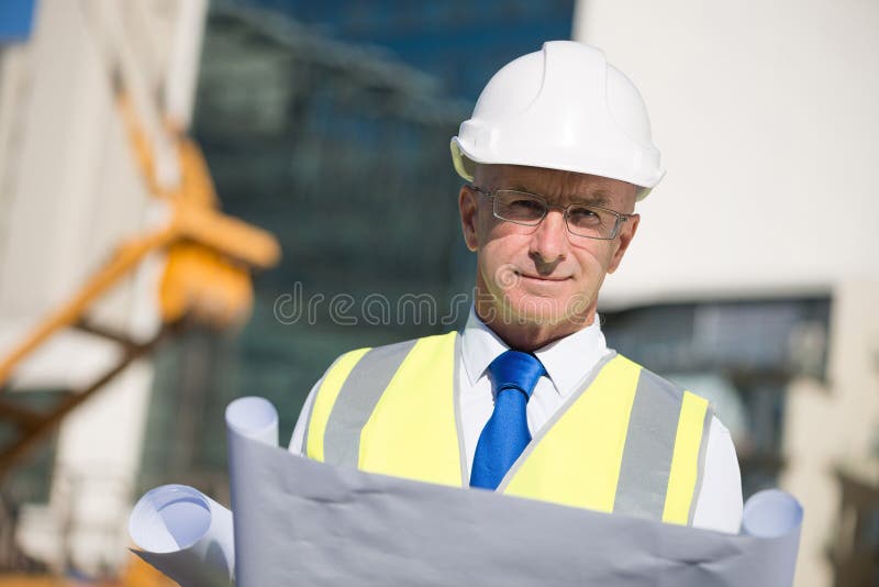 Senior engineer stock image. Image of helmet, boss, controlling - 61191513