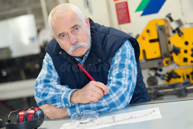 Senior Engineer with Tablet Computer Inside New Building Stock Photo ...