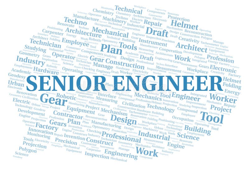 Senior Engineer Typography Word Cloud Create with the Text only Stock ...