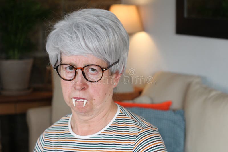 Senior Female Vampire in the Sofa Stock Image - Image of dracula ...