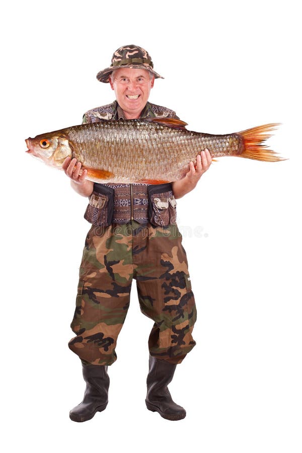 The Fisherman with His Big Goldfish. Stock Photo - Image of angling ...
