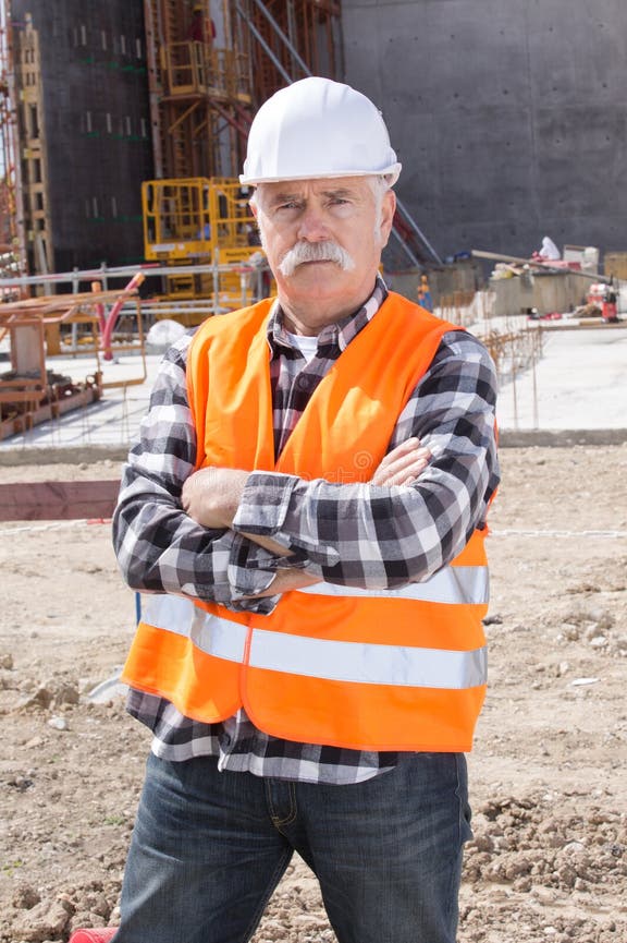 Senior Foreman at Construction Site Stock Photo - Image of helmet ...