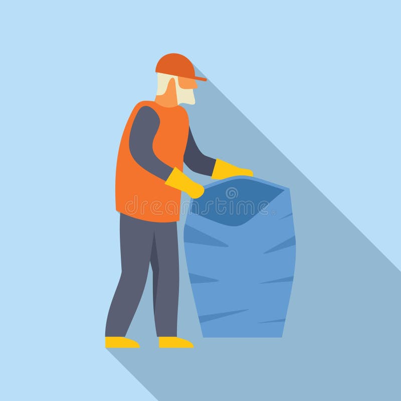 Senior Garbage Man Throwing Trash Bag in the Trash Can Stock ...