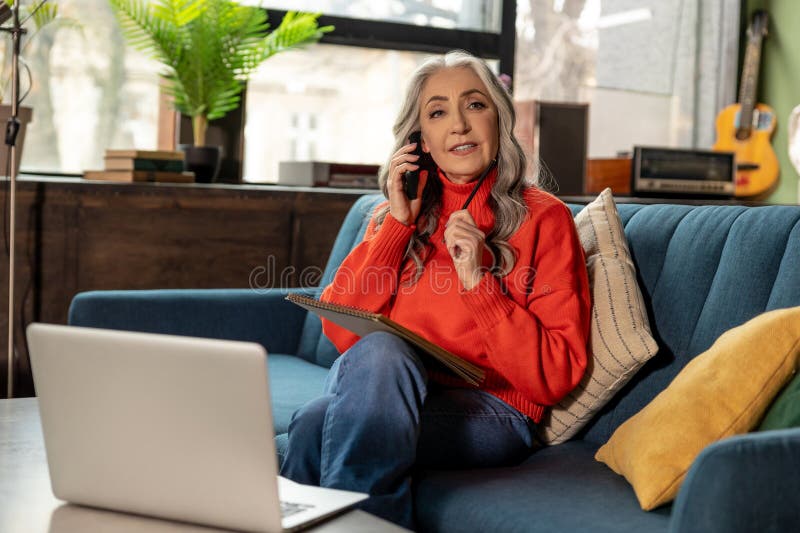 Senior Good-looking Woman Spending Time at Home Stock Photo - Image of ...