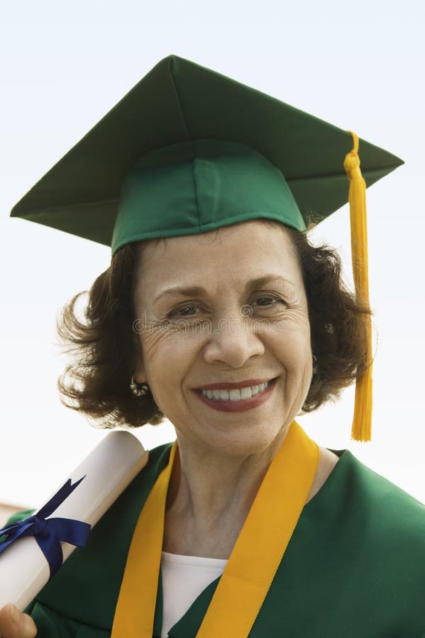 Senior Graduate Female with Degree Stock Photo - Image of graduation ...