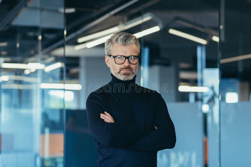 Senior Gray Haired Banker, Portrait of Successful Thinking Businessman ... Senior Gray Haired Banker, Portrait of Successful Thinking Businessman ...