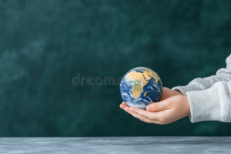 Senior Hand Gently Passing Small Planet Earth, Symbolizing Care and ...