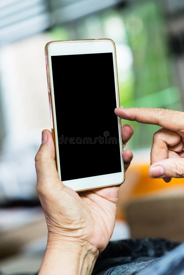 Senior hand using mobile stock image. Image of mobile - 80103033