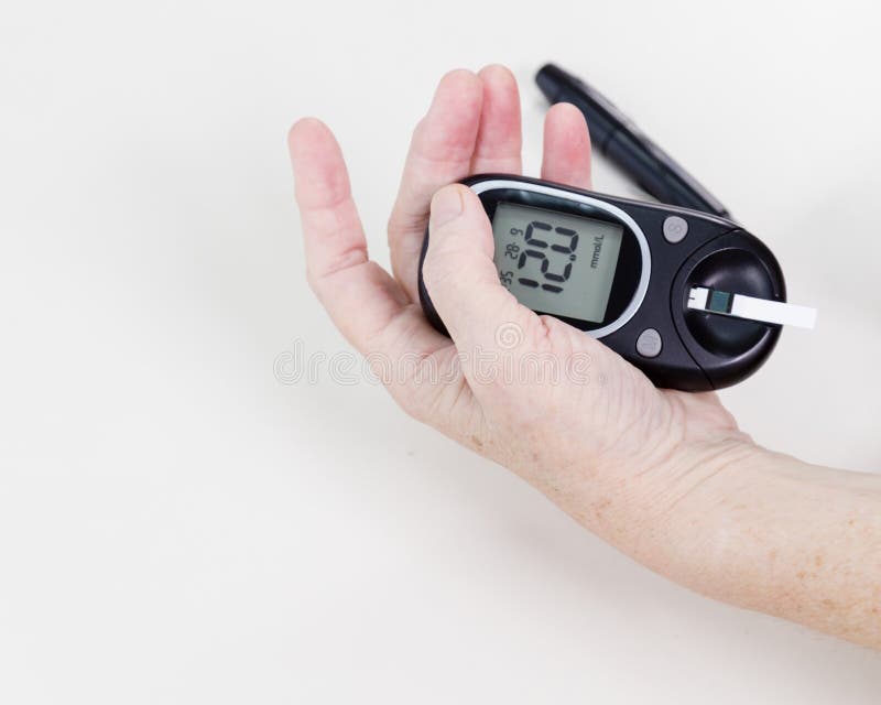 Senior Hands Checking Blood Sugar Level Reading Stock Photo - Image of ...