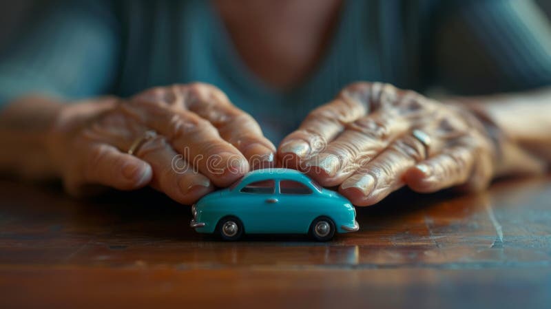 Senior Hands with Model Car. AI Generated Stock Image - Image of ...