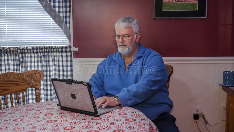 Senior Happy Using a Computer and Technology Stock Photo - Image of ...