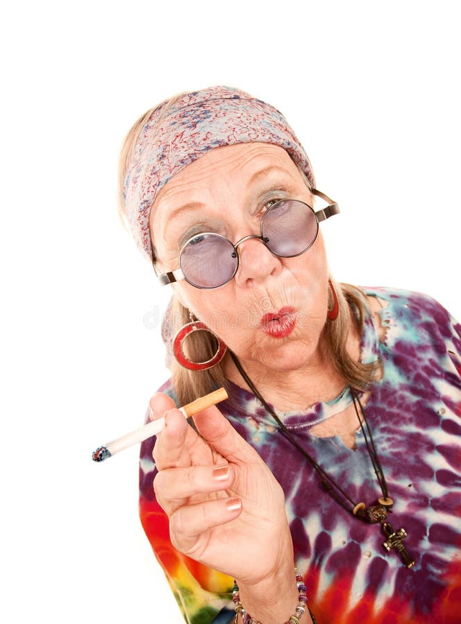 Senior Hippie Lady Smoking stock photo. Image of hippie - 12230960
