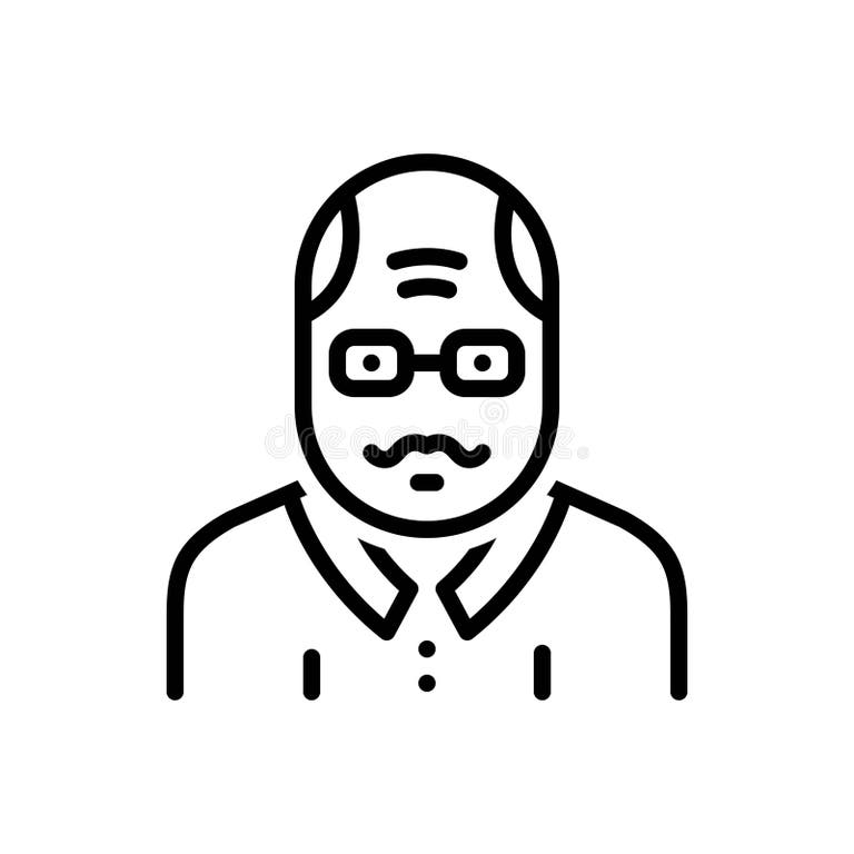 Black Line Icon for Senior, Old Age and Elder Stock Vector ...