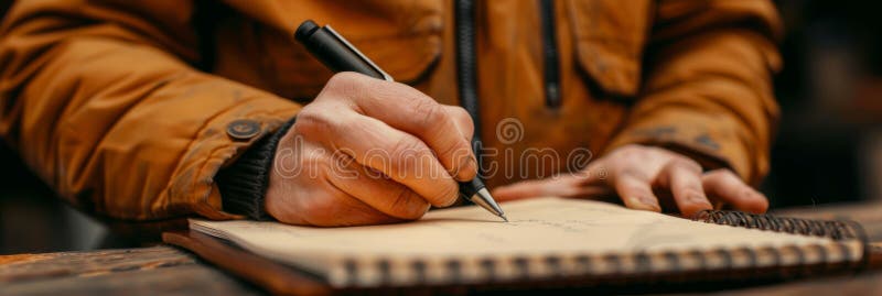 Senior Individual Writing on Paper, Deeply Engrossed in Work and Study ...