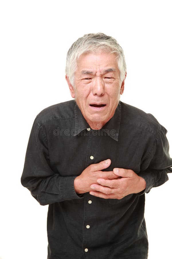 Senior Japanese Man Heart Attack Stock Image - Image of heartburn ...