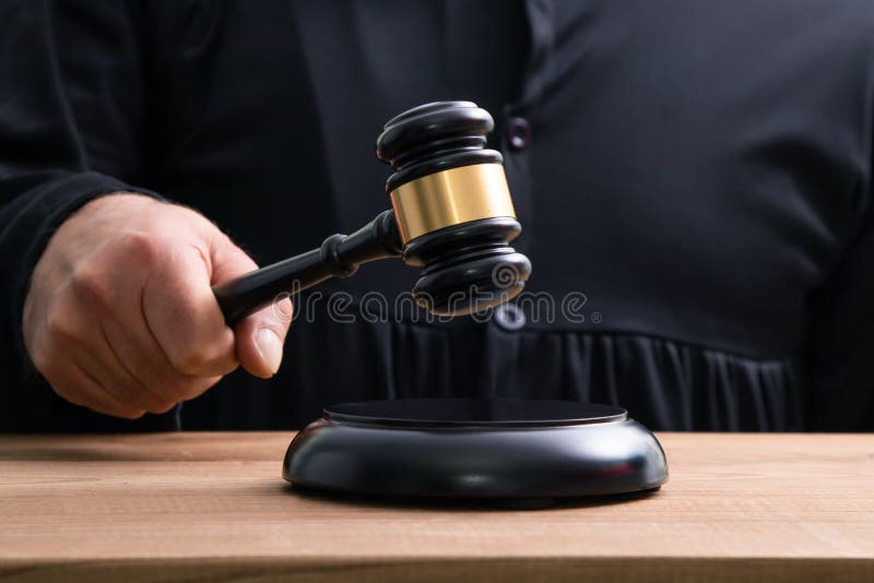 Judge Hand with Gavel Hitting Stock Image - Image of guilty, closeup ...