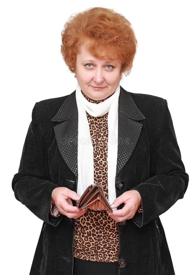 Senior Lady with Empty Wallet . Isolated Stock Photo - Image of ...