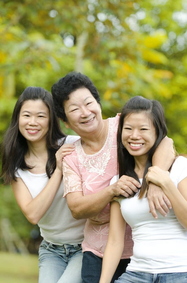 Senior Lady and Her Daughters Stock Image - Image of oriental, happy ...