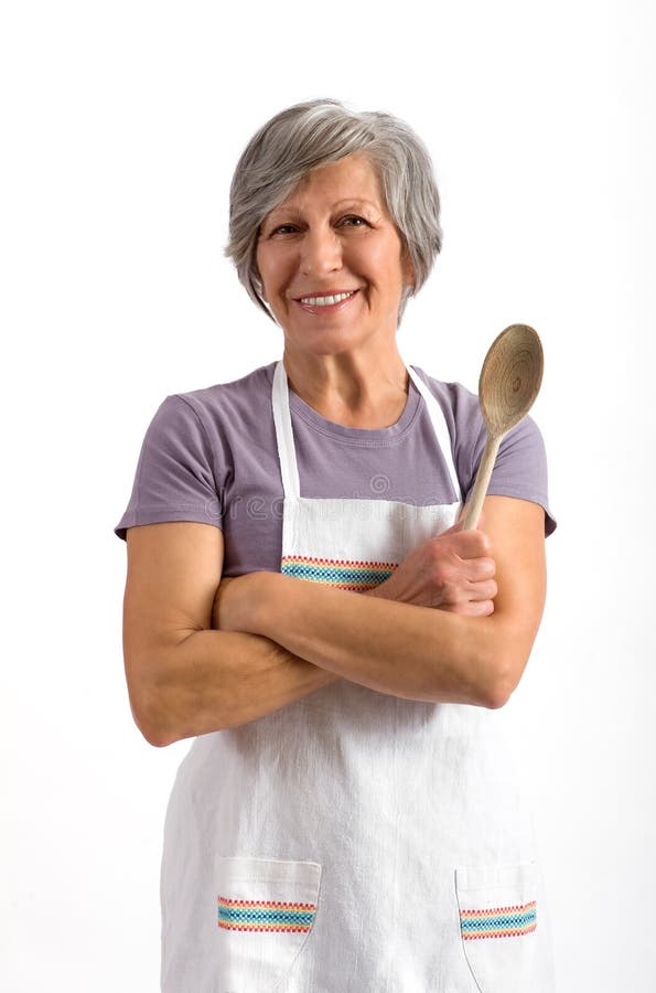 Lady Cook Wearing Apron Holding Wooden Spoon Stock Photos - Free ... Lady Cook Wearing Apron Holding Wooden Spoon Stock Photos - Free ...
