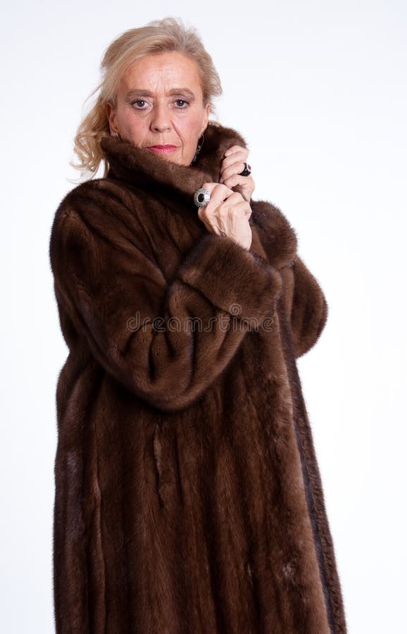 Senior Lady with Mink Coat I Stock Image - Image of rich, mink: 39618987