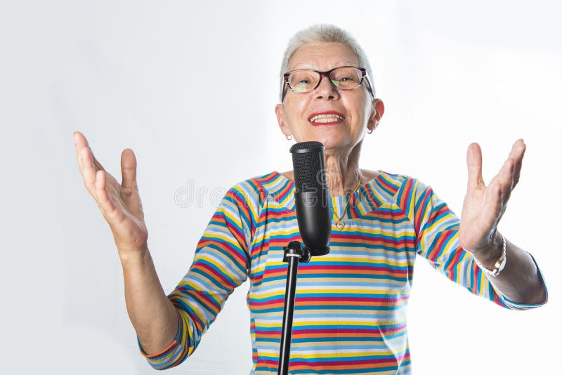 Senior lady singing stock image. Image of sing, professional - 75537533