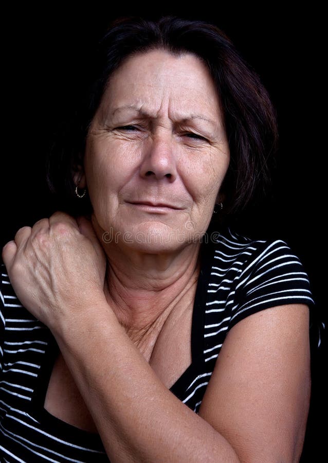 Senior Lady Suffering from Shoulder Pain Stock Photo - Image of hand ...