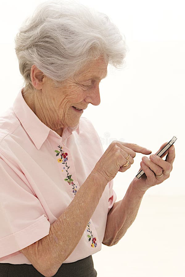 Senior Lady Texting on Mobile Phone Stock Image - Image of technology ...