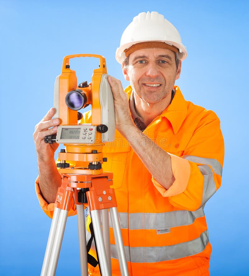 Senior Land Surveyor with Theodolite Stock Image - Image of industry, hardhat: 23926153