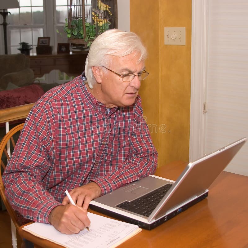 Senior on Laptop stock photo. Image of older, informal - 1521290