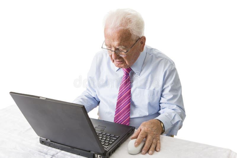 Senior with Laptop Computer Stock Photo - Image of contact, clever ...
