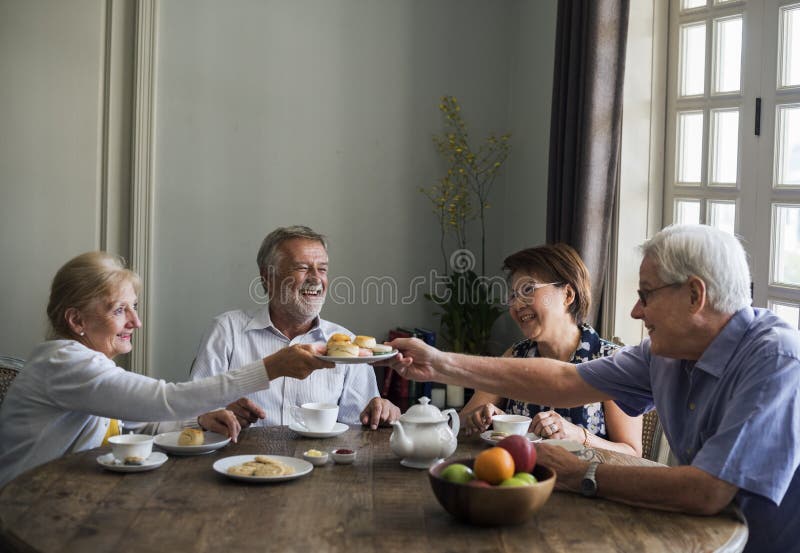 Senior Lifestyle Tea Break Togetherness Stock Image - Image of leisure ...