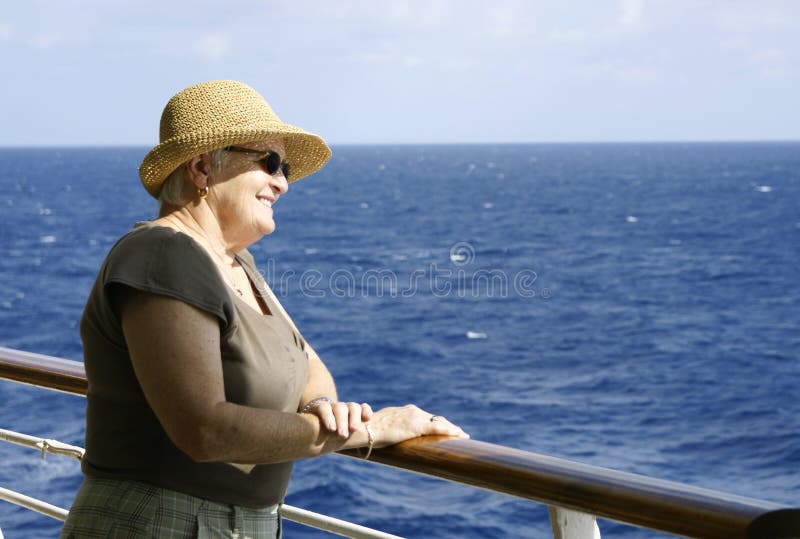Senior Looking Over Balcony Stock Photo - Image of boat, railing: 4518982