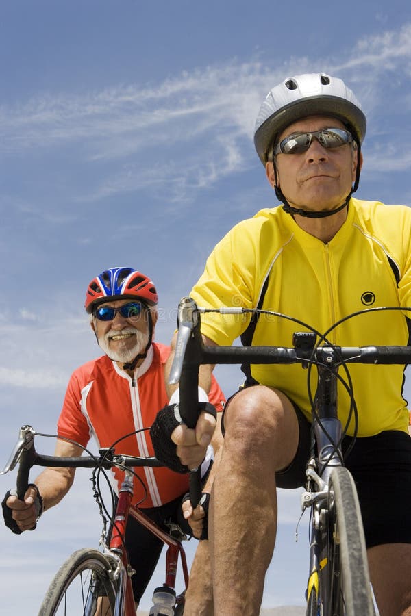 Senior Male Cyclists Racing Stock Photo - Image of fitness, competitor ...
