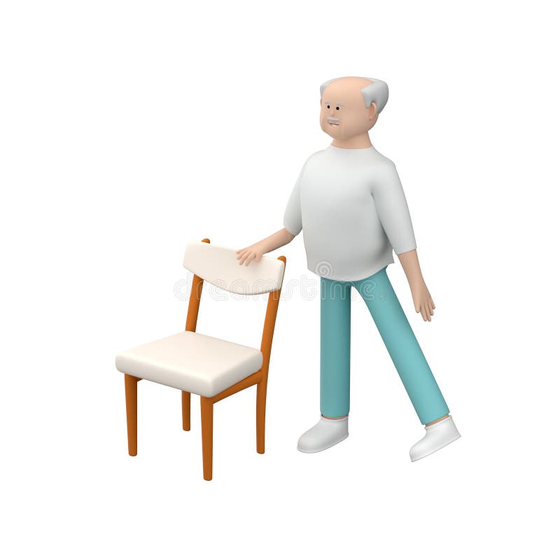 Senior Male Doing Side Leg Raise Using Chair Stock Illustration ...