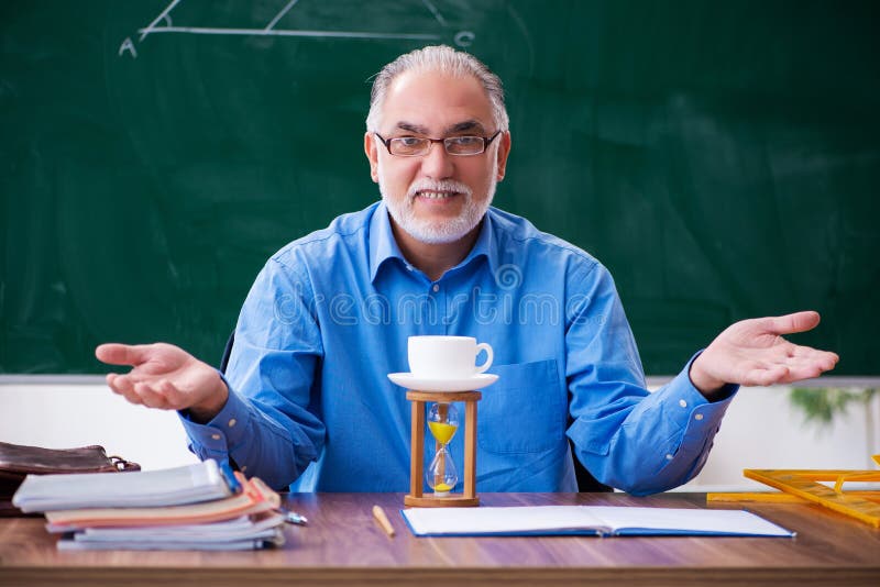 Old Male Math Teacher in Time Management Concept Stock Image - Image of ...
