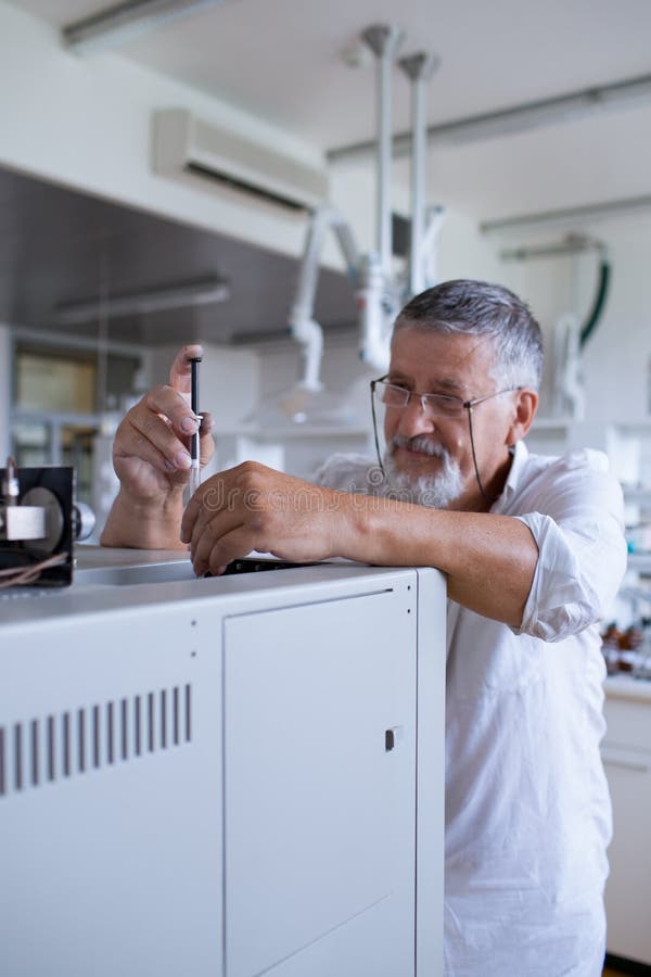 Senior Male Researcher in a Lab Stock Photo - Image of adult ...