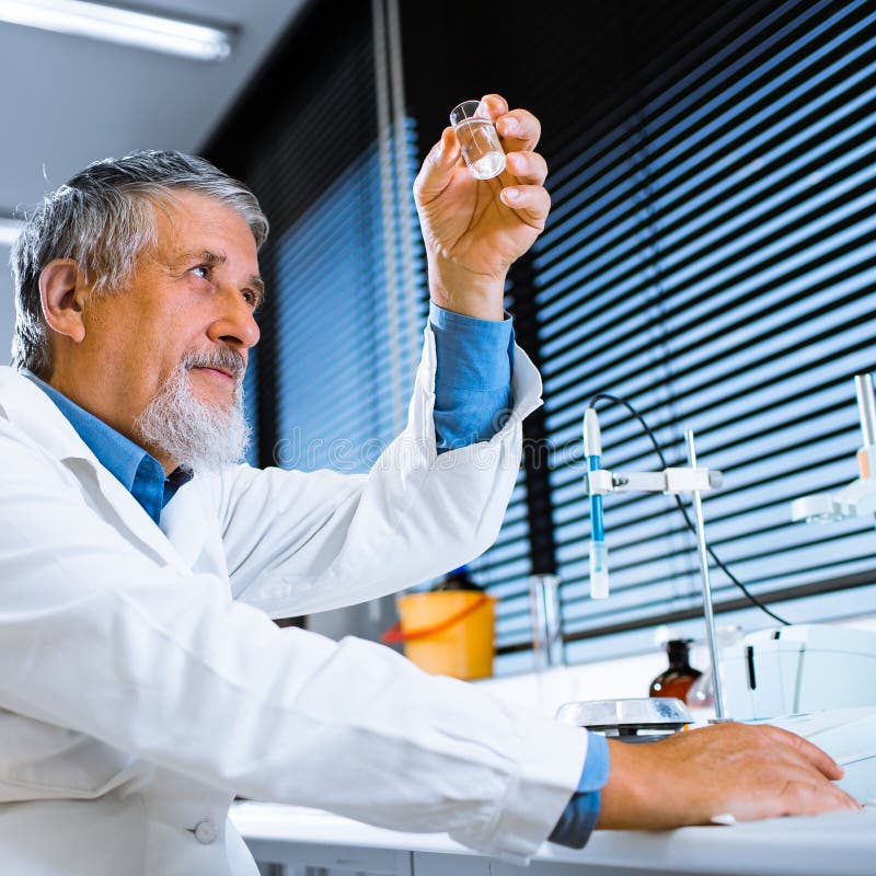 Senior Male Researcher in a Lab Stock Image - Image of doze, hospital ...