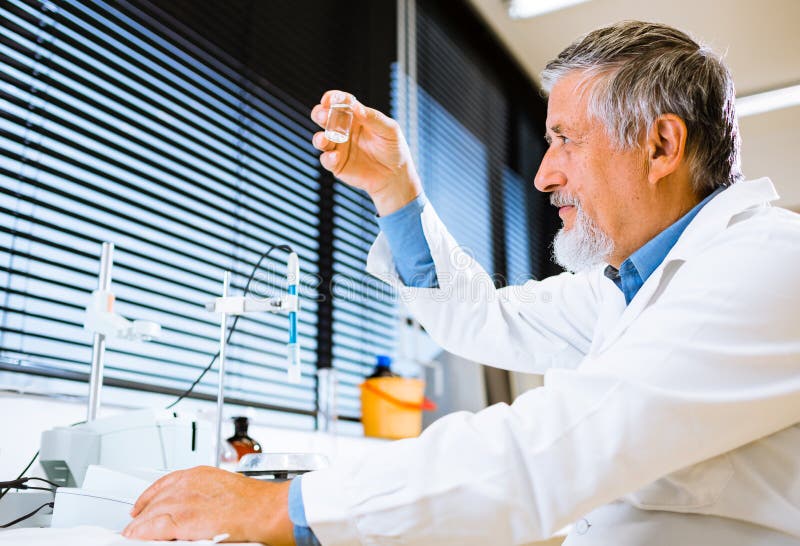 Senior Male Researcher in a Lab Stock Photo - Image of hospital ...