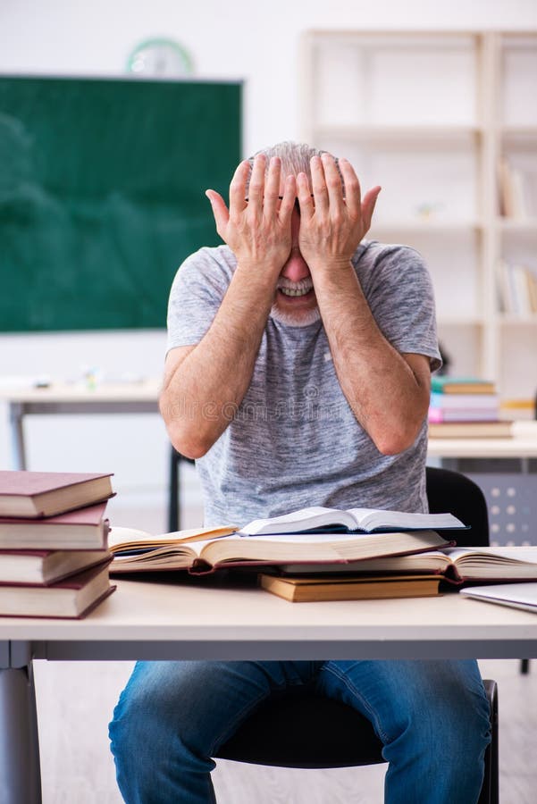 Old Male Student Being Exhausted during Exam Preparation Stock Image ...