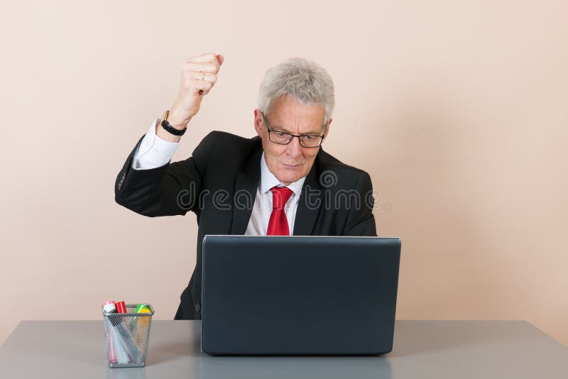 Senior Man Angry at the Office Stock Image - Image of displeased ...