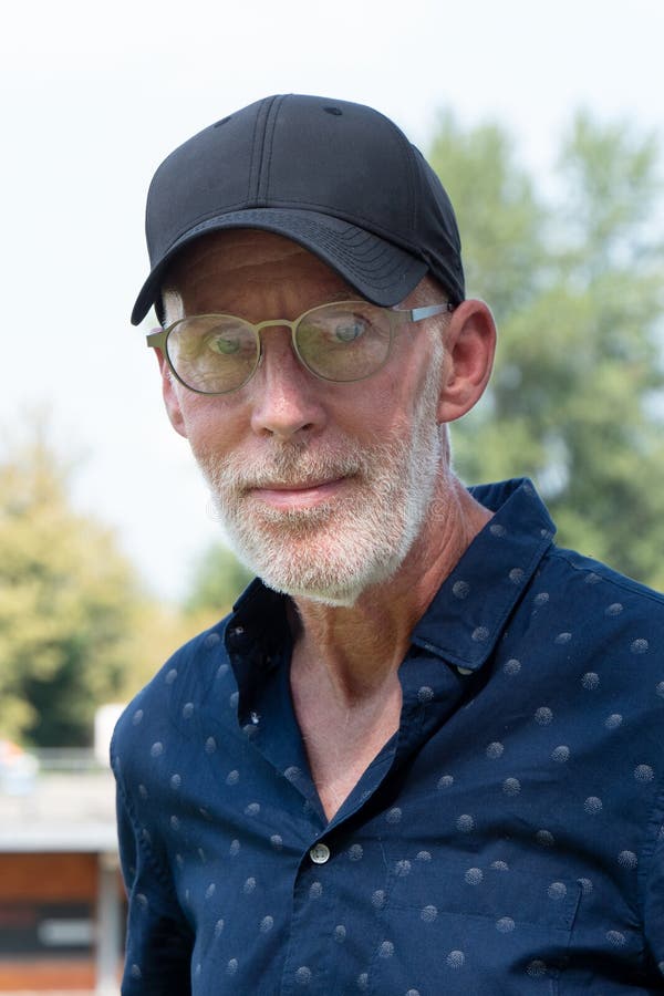 Senior Man in a Baseball Cap Portrait Stock Image - Image of happiness ...