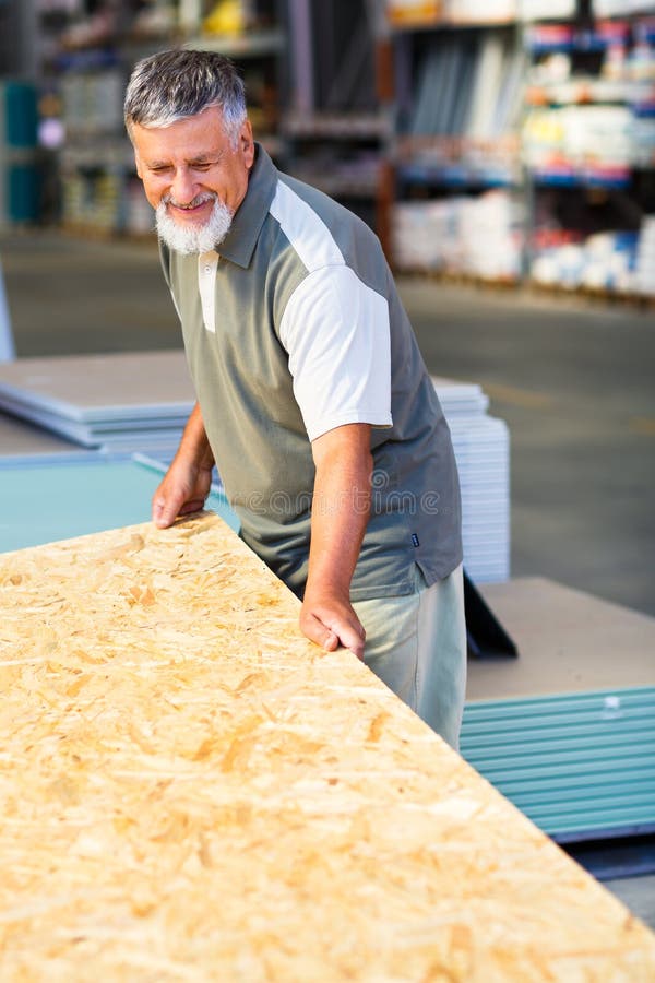 Senior Man Buying Construction Wood Stock Image - Image of hand ...