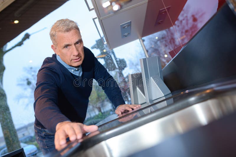 Senior Man Checking Kitchen Finish Stock Photo - Image of lifestyle ...