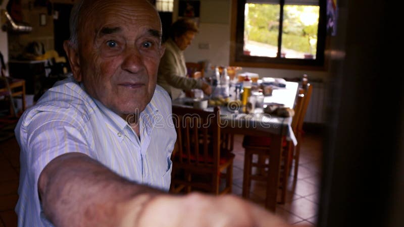 Senior Man Closing the Window Stock Footage - Video of window, isolate ...