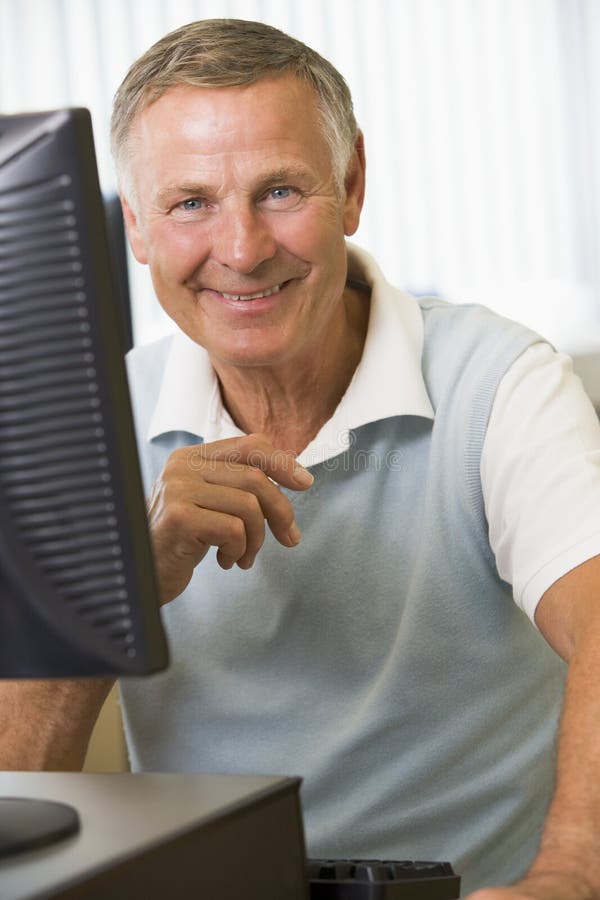 Senior man on a computer stock photo. Image of class, senior - 6080504