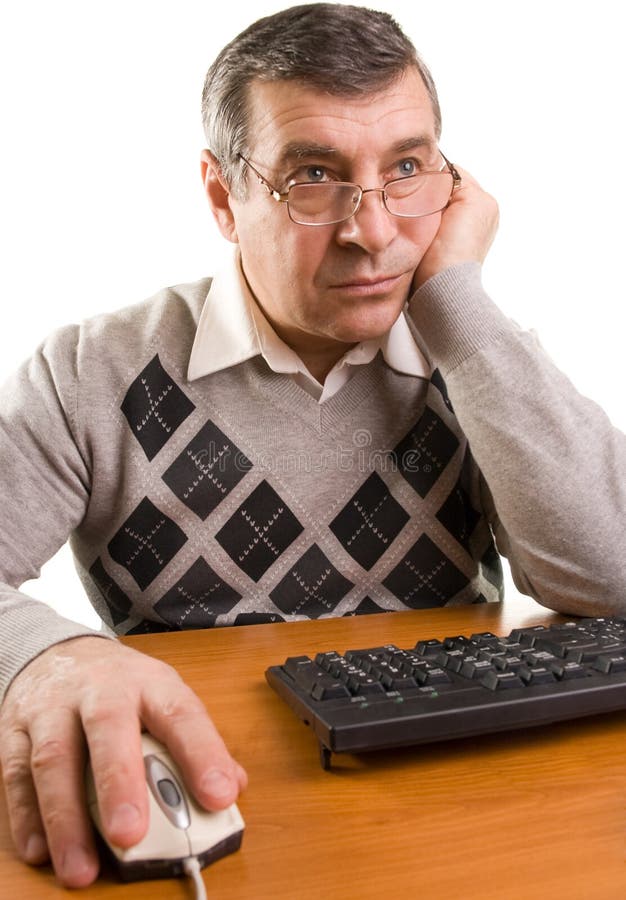 Senior man with computer stock photo. Image of pensioner - 9909296