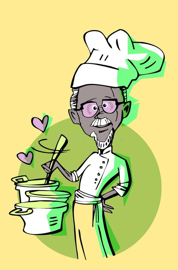 Senior Chef African or Indian Stock Vector - Illustration of cook ...
