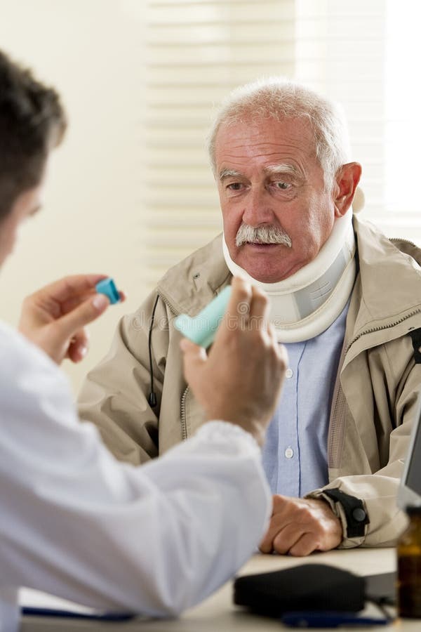 Senior man at the doctor stock image. Image of coat, stethoscope - 16903105