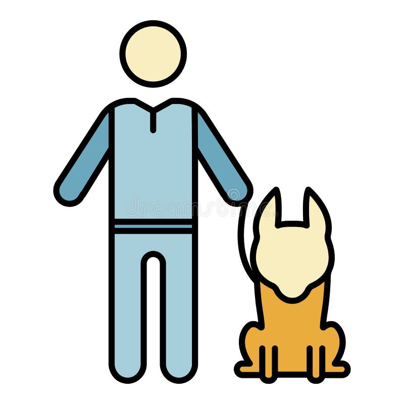 Senior Man with Dog Icon Color Outline Vector Stock Vector ...