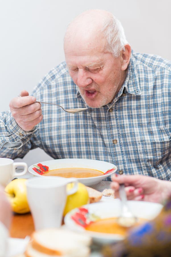 Old man eating stock image. Image of meal, older, table - 39195475